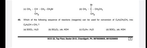 Which of the following sequence of reactions (reagents) can be used for c..