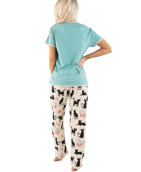 Cat Nap Blue Womens Regular Fit Pj Set
