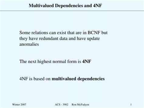 Ppt Multivalued Dependencies And 4nf Powerpoint Presentation Free