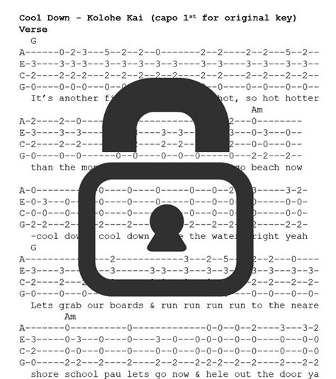 Cool Down Kolohe Kai Fingerstyle Ukulele Tab Sheet