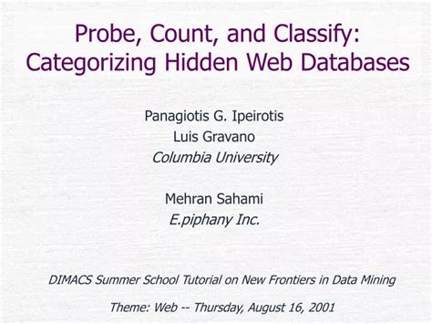 Ppt Probe Count And Classify Categorizing Hidden Web Databases