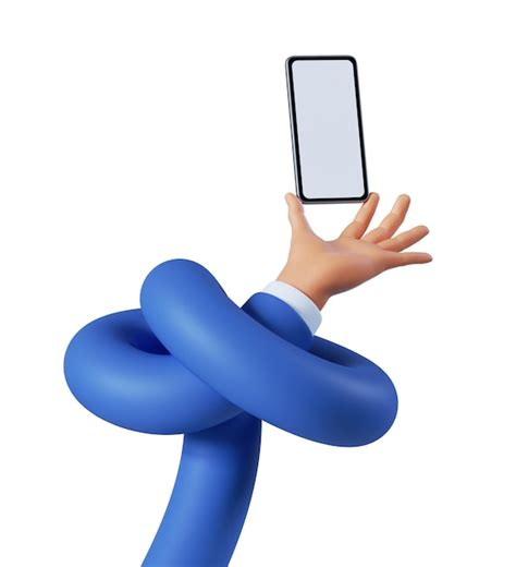 Premium Photo Funny Cartoon Character Flexible Hand Holds Smart Phone
