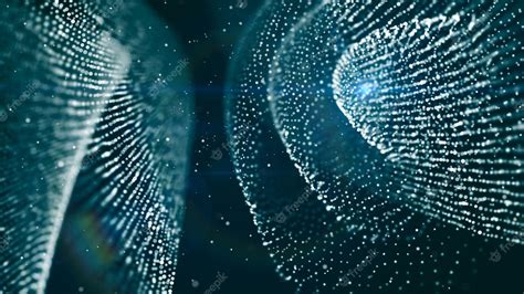 Premium Photo Dof Particles Beautiful Wavy Surface With Fabric Effect 3d Render Computer