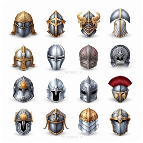 Premium Ai Image A Set Of Different Types Of Helmets And Helmets