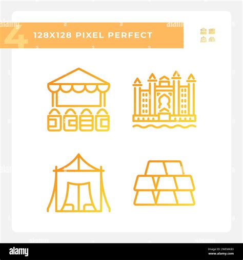 Uae Wealth Arabic Heritage Gradient Linear Vector Icons Set Stock