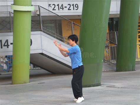Chinese People Do Physical Exercises In The Morning Or Do Tai Chi Or Exercise Editorial Image