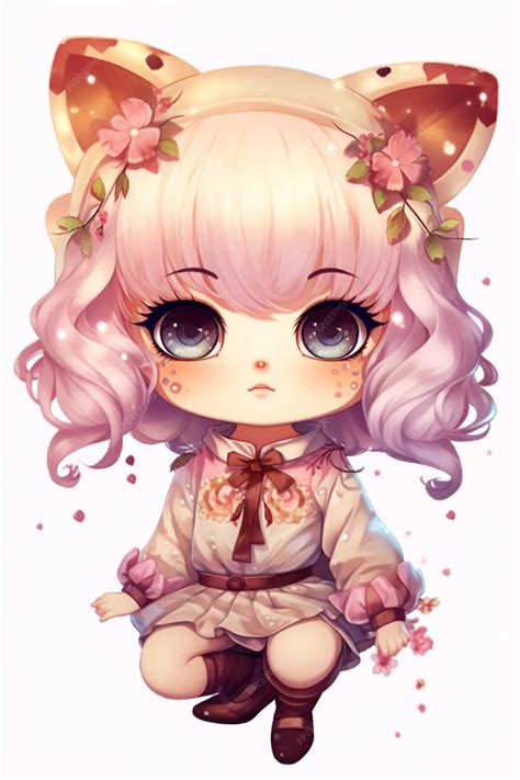 Premium Photo Anime Girl With Pink Hair And Cat Ears Sitting On The Ground Generative Ai