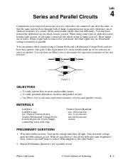 Lab 4 Series And Parallel Circuits Pdf Lab Series And Parallel Circuits 4 Components In An