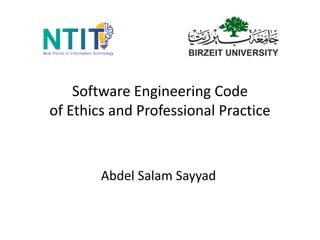 Software Engineering Code Of Ethics PPT