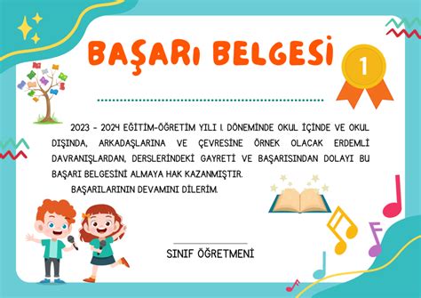 1 Dönem Başarı Belgesi Örnekleri