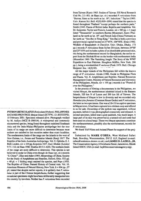 Pdf Geographical Distribution Python Reticulatus Reticulated Python