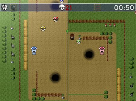 view of split screen 2 player action image mushroom bounce indiedb