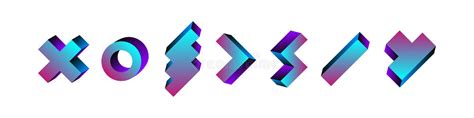 Isometric Shapes Color Gradient Icon Set Modern Abstract Geometric