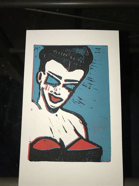 4x6 3 Color Reductive Relief Print Limited Edition Of 5 On Print Card
