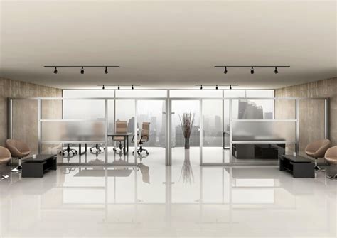 Premium Photo 3d Rendering Empty Office Workstation Partition Interior
