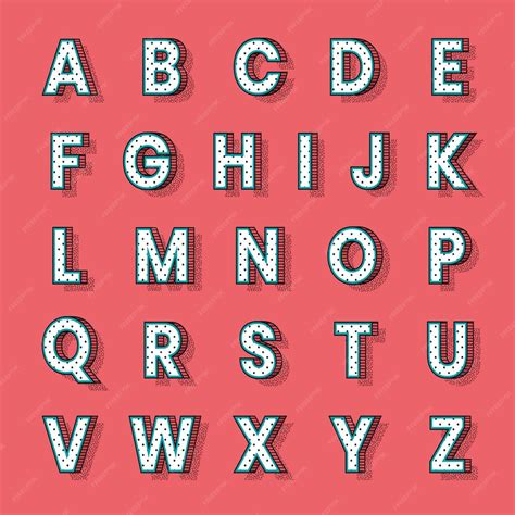 3d 알파벳 벡터 아이소메트릭 하프톤 스타일 타이포그래피 무료 벡터