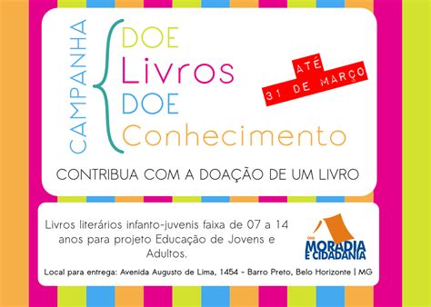 Campanha De Doação De Livros ~ Moradia E Cidadania Blog