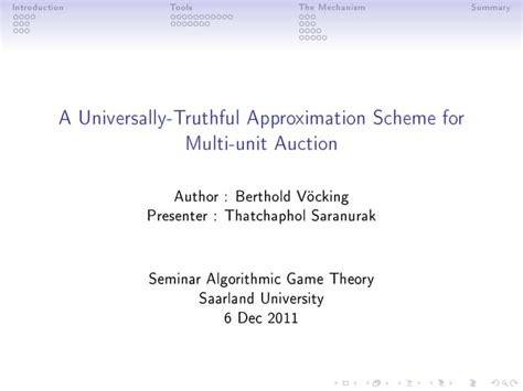 A Universally Truthful Approximation Scheme For Multi Unit Auction Pdf