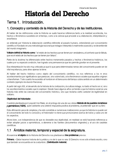 Historia Del Derecho Apuntes Historia Del Derecho Tema 1