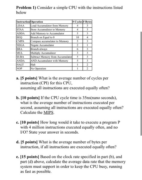 Solved Problem 1 Consider A Simple Cpu With The