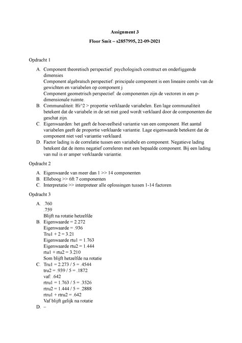 Psychometrie Huiswerk Verplichte Opgaven Week 4 Assignment 3 Floor Smit S2857995 22 09