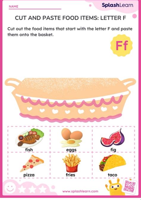 Cut And Paste Food Items Letter F Printable ELA Worksheet