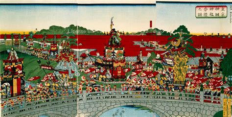 東京神田神社祭礼之図 浮世絵ストックフォト