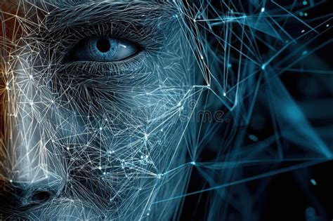 Real Time Abstract Facial Recognition Mesh Scanning Showcasing Intricate Patterns And Detailed