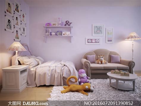 紫色温馨的儿童房内景摄影高清图片 大图网图片素材