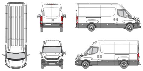 Download Vehicle Template For Designing Vehicle Wrap For Iveco Daily 2021 Med Long 5 Doors Step