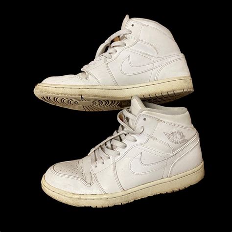 Air Jordan Triple White Mid Leather Athletic Shoe Depop