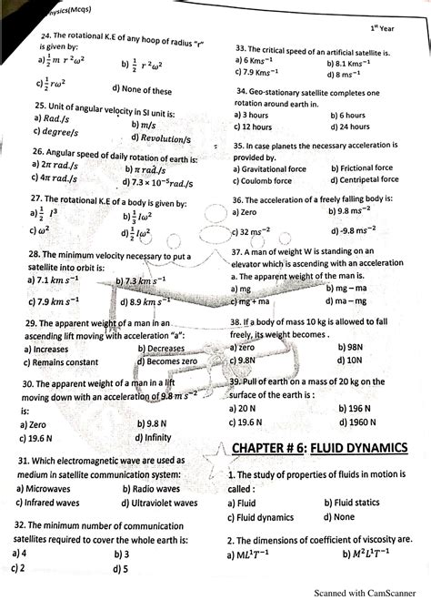 Solution Imp Physics Mcqs Fcs Ch 06 Fluid Dynamics Studypool