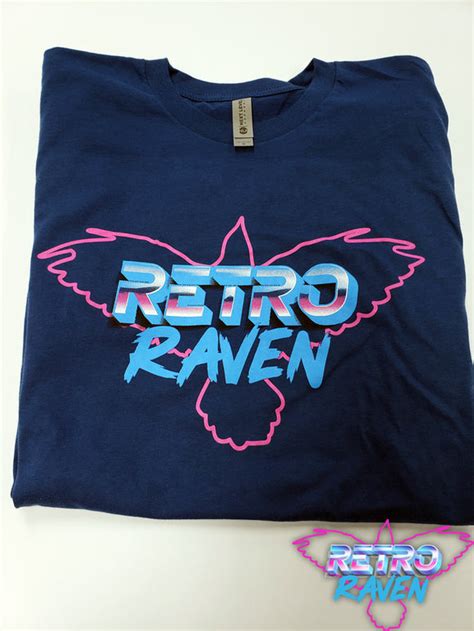 Blue Retro Raven T Shirt W Color Logo Retro Raven Games
