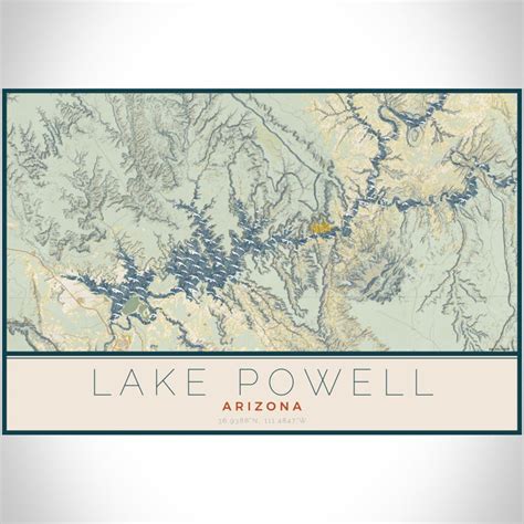 Lake Powell Arizona Map Print In Woodblock — Jace Maps