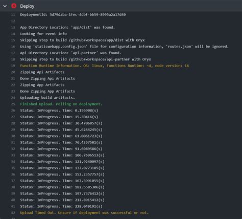 Deploy Time Out From Pipelines · Issue 1112 · Azurestatic Web Apps