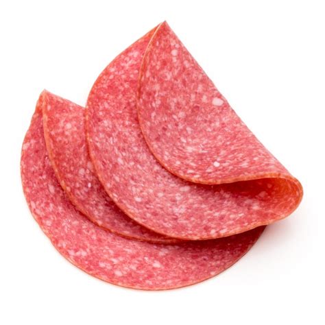 Premium Photo Salami Slices Isolated On The White Surface