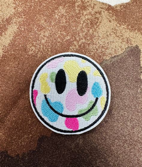 Smiley Face Patch Iron On Etsy