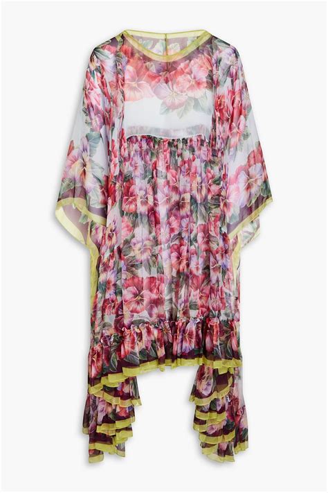 Dolceandgabbana Gathered Floral Print Silk Chiffon Dress The Outnet