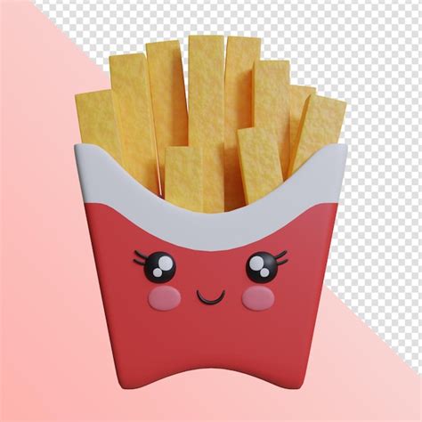 Icono 3d Render Papas Fritas Kawaii Archivo Psd Premium