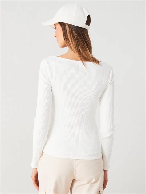 Mango Deep Round Neck Long Sleeve Top Uk