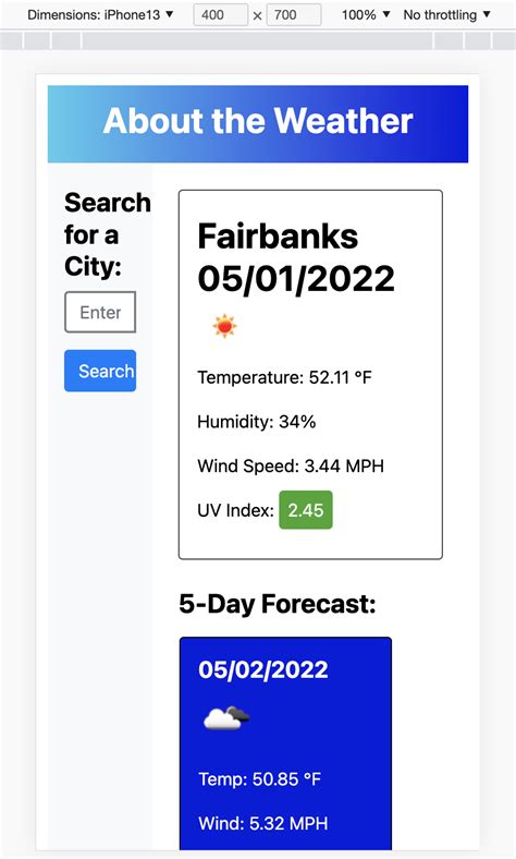 Github Jbtiglao About The Weather A Weather Dashboard That Retrieves Weather Data For Cities