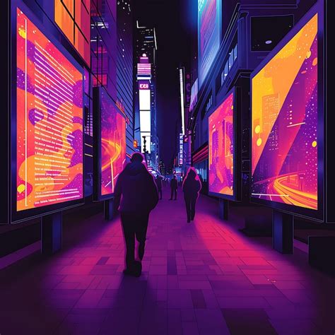 Premium Photo Design Of Glowing Led Street Advertising Screen With