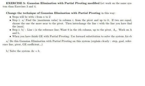 exercise 5 gaussian elimination with partial