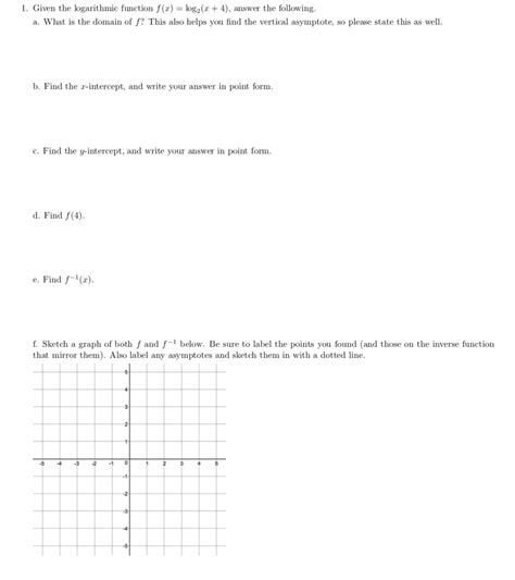 Solved 1 Given The Logarithmic Function Fx Log2x 4
