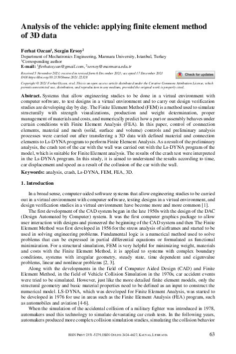 pdf analysis of the vehicle applying finite element method of 3d data