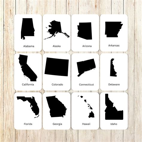 Usa 50 States Flash Cards Homeschool Printables Pfd Instant Download
