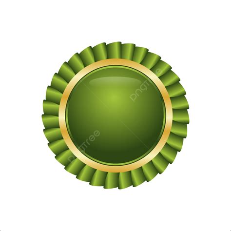 Green And Gold Circle Ribbon Banner Badge Vector Art Transparent