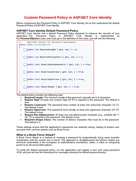 Part 7 Custom Password Policy In Asp Net Core Identity Pdf Password Letter Case