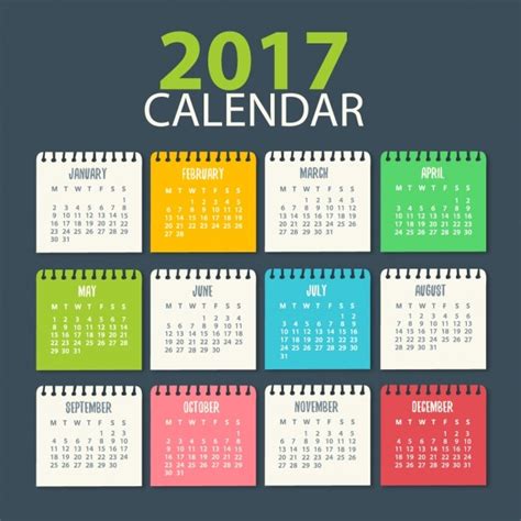 2017 Modelo De Calendário Vetor Grátis