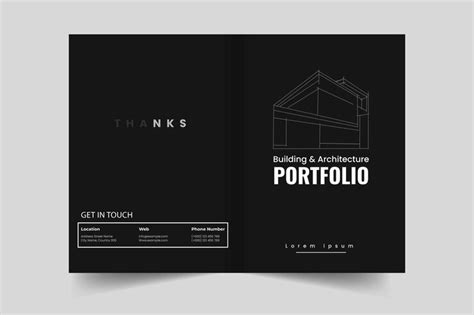 건축 포트폴리오 표지 레이아웃 템플릿 및 인테리어 표지 디자인 프리미엄 벡터